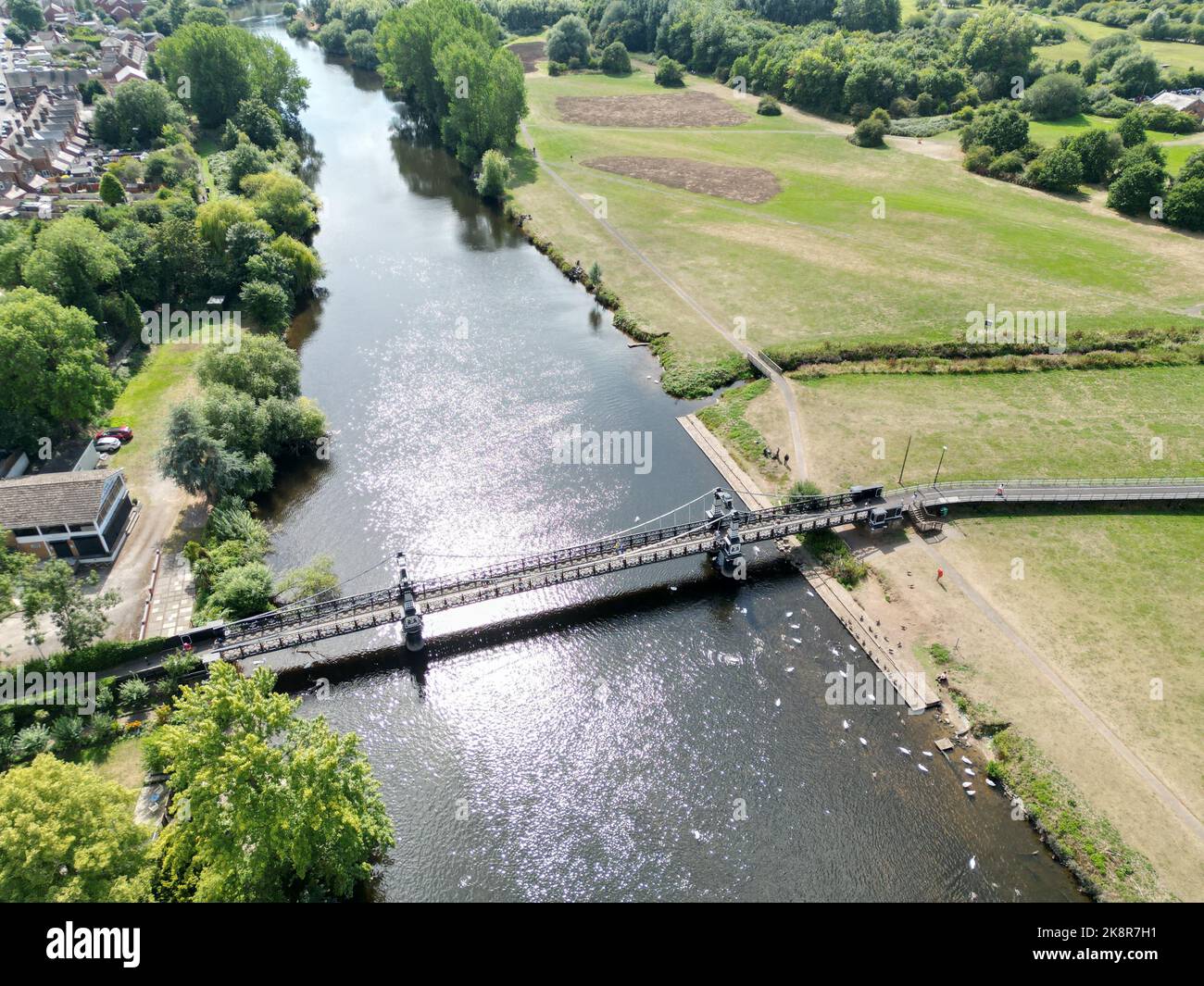 An aerial view of the Ferry Bridge over the River Trent in ...
