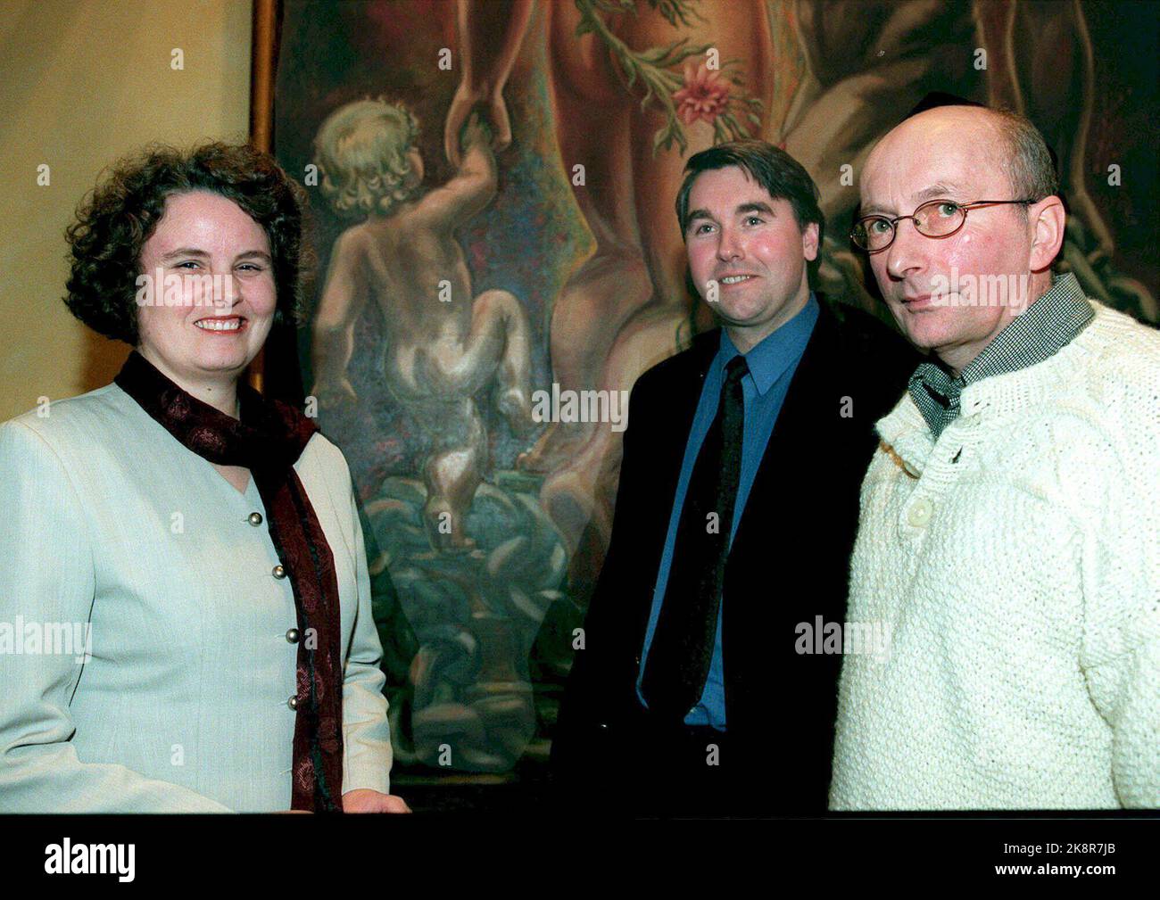 Oslo 19980203. Storting representatives Sylvia Brustad (to V) PG Trond ...