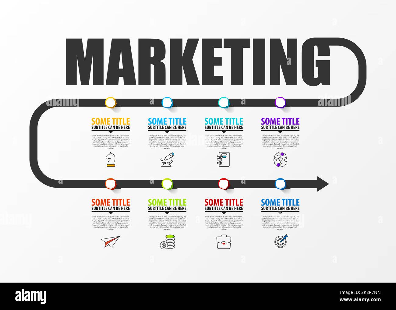 Infographic Design Template Marketing Concept With 8 Steps Can Be Used For Workflow Layout