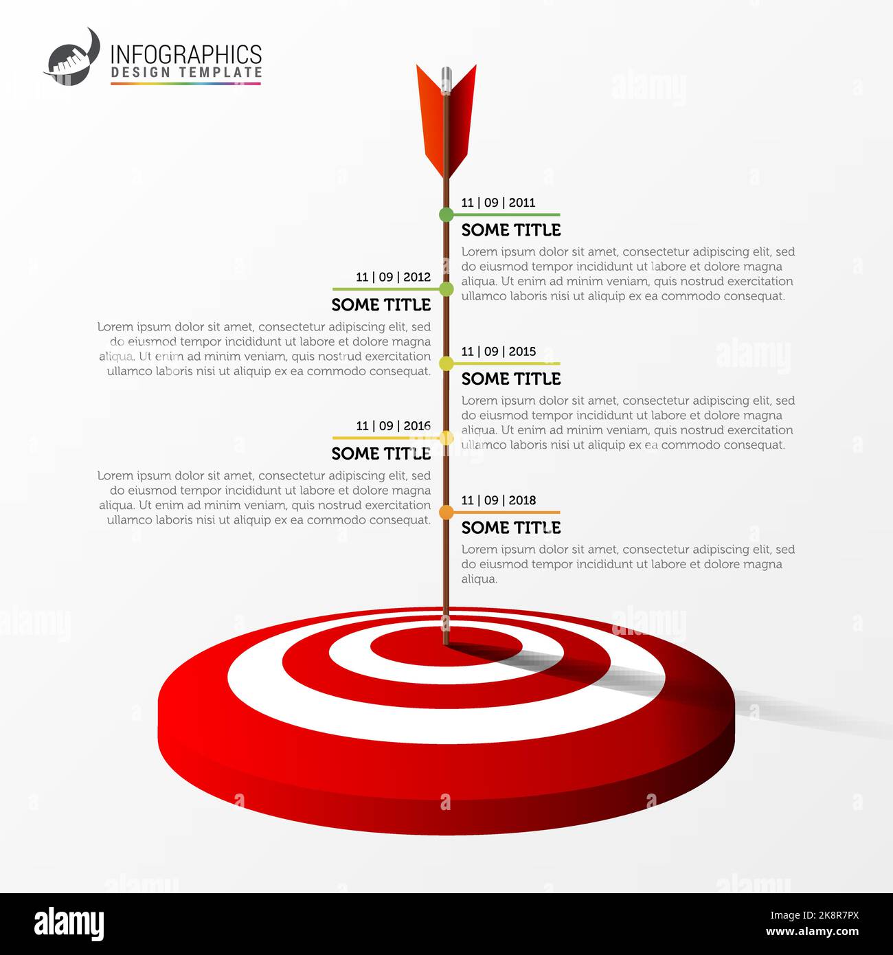 Infographic design template. Timeline concept with target. Can be used ...