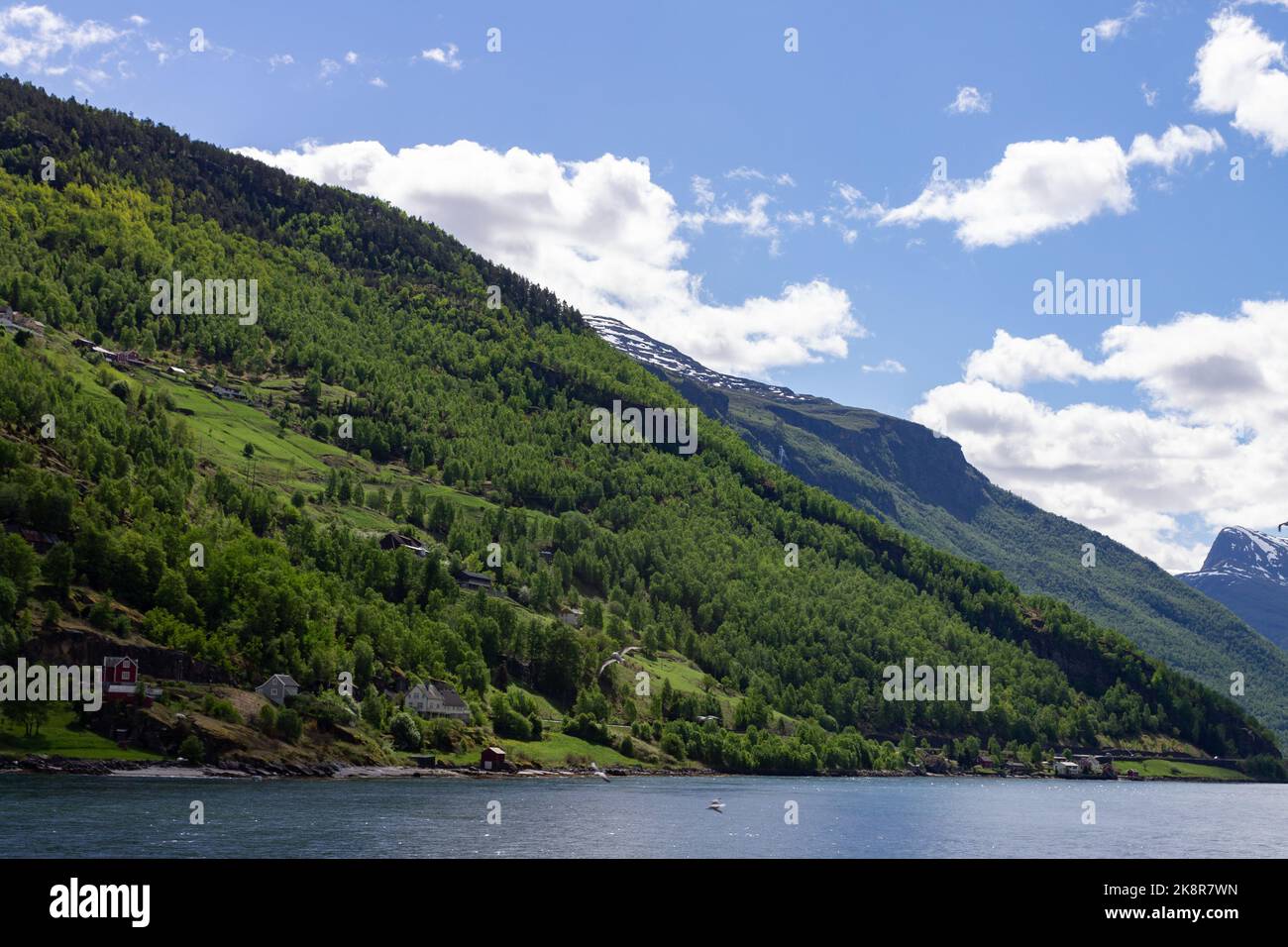 The natural scenery in the Narrow Fjord in Aurland Municipality in ...