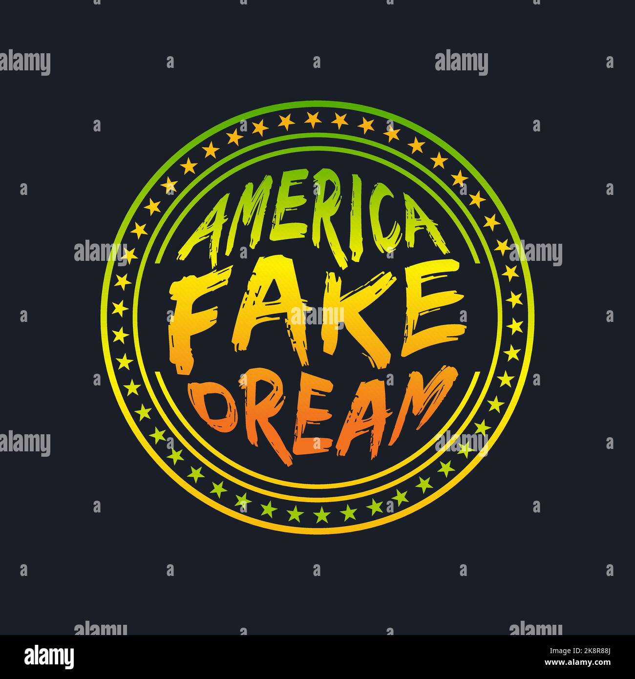 AMERICA FAKE DREAM, lettering typography in badge style design artwork ...