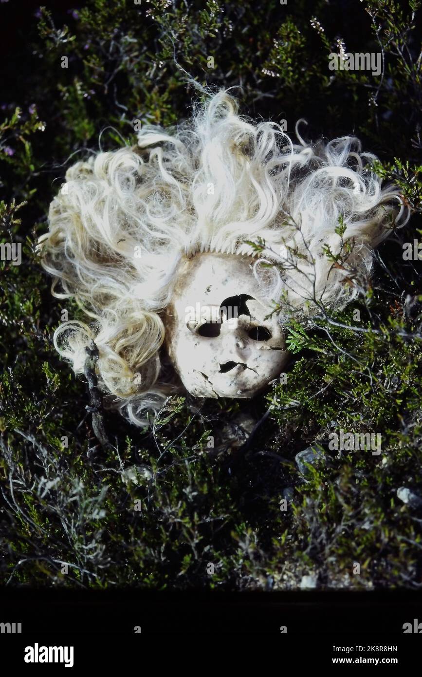 Doll's head decaying, horror, spooky, ghostly Stock Photo - Alamy