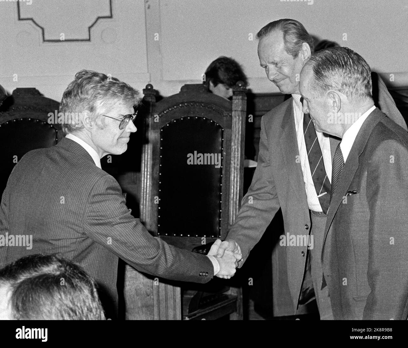 Arne treholt greets one of the experts hi-res stock photography and ...