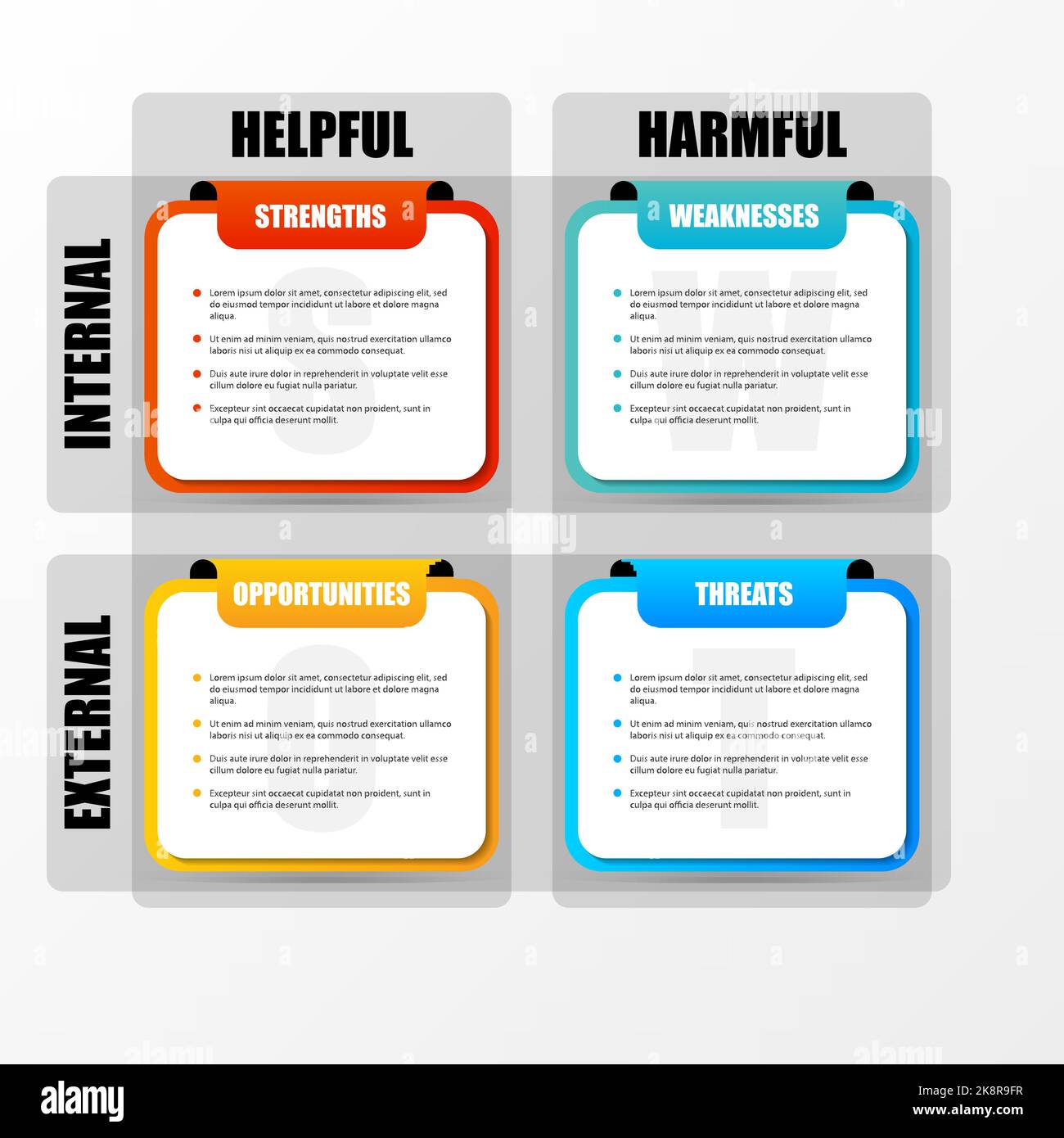 SWOT Analysis. Infographic with four steps. Vector illustration Stock ...