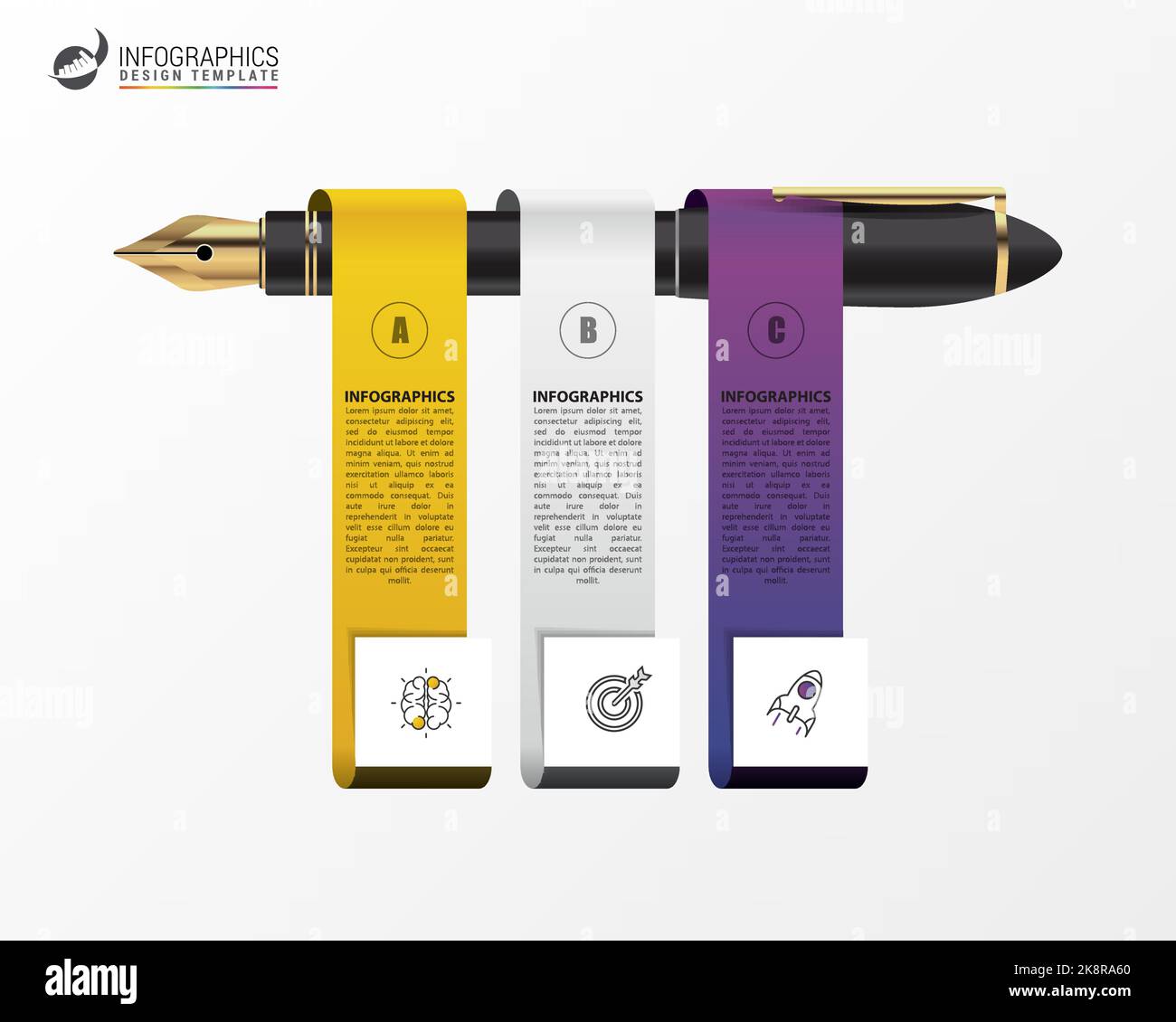 Pen with 3 steps. Infographic design template. Vector illustration ...
