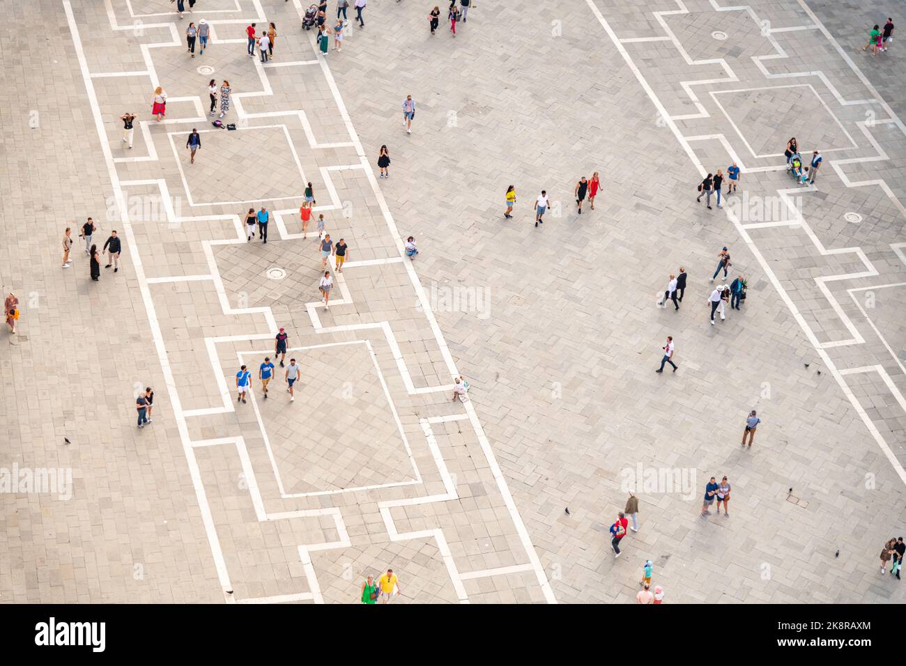 A bird's eye view from St Mark's Campanile of people walking through St ...