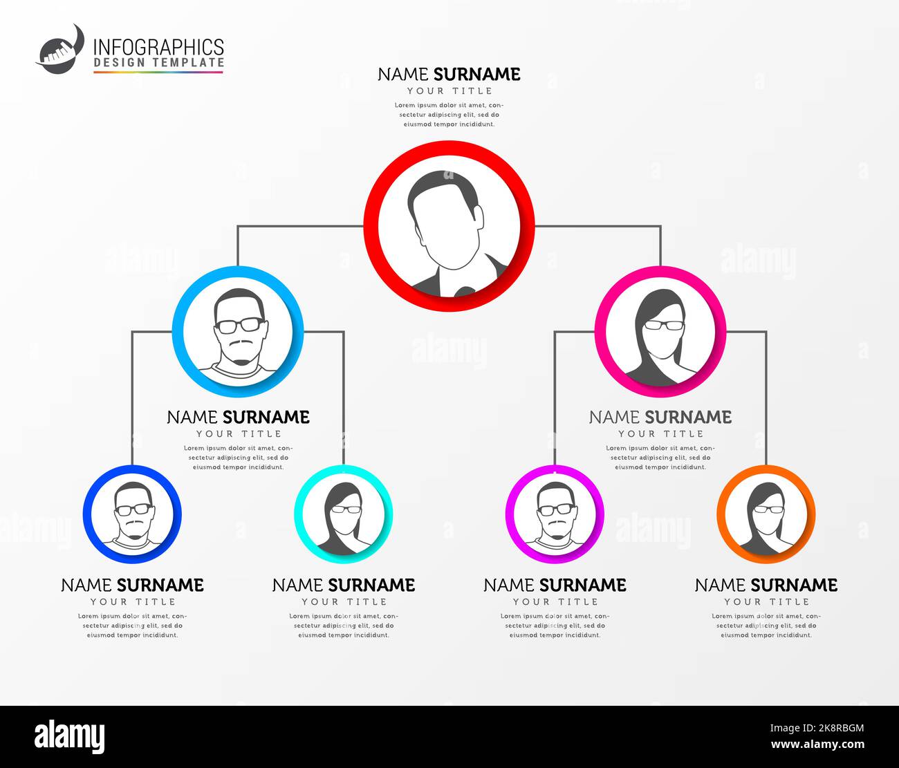 Creative organization chart. Infographic design template. Vector ...