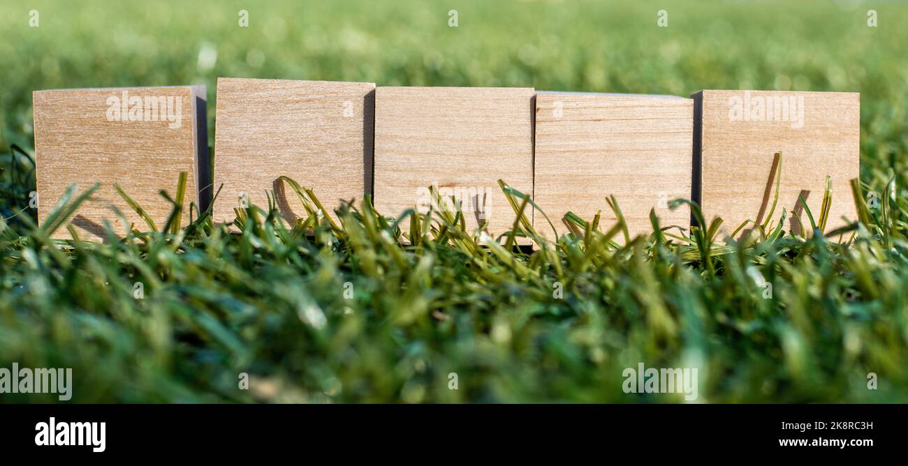 Five wooden football field cubes, mocap Stock Photo - Alamy