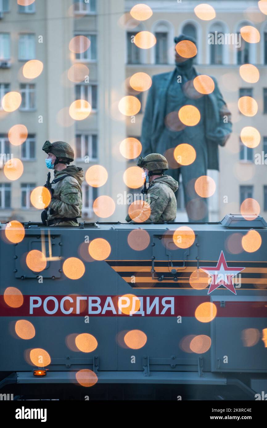 April 29, 2021, Moscow, Russia. Employees of the National Guard of ...