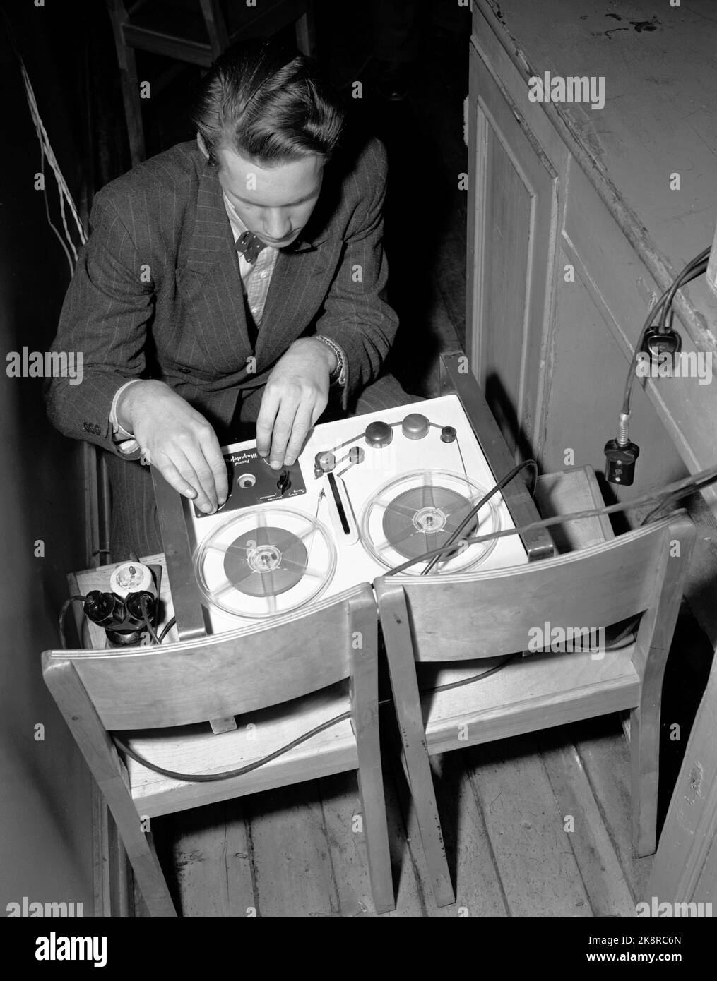 Oslo December 1949. The magnetophone is introduced in Norway. It is the ...