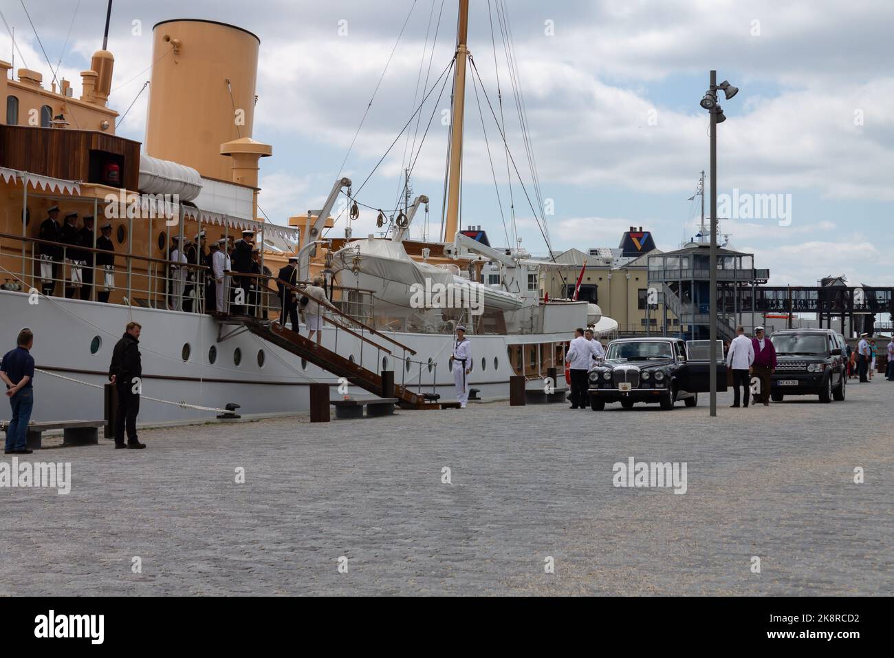 The Navy ship with danish royal family member arriving at the docks of ...