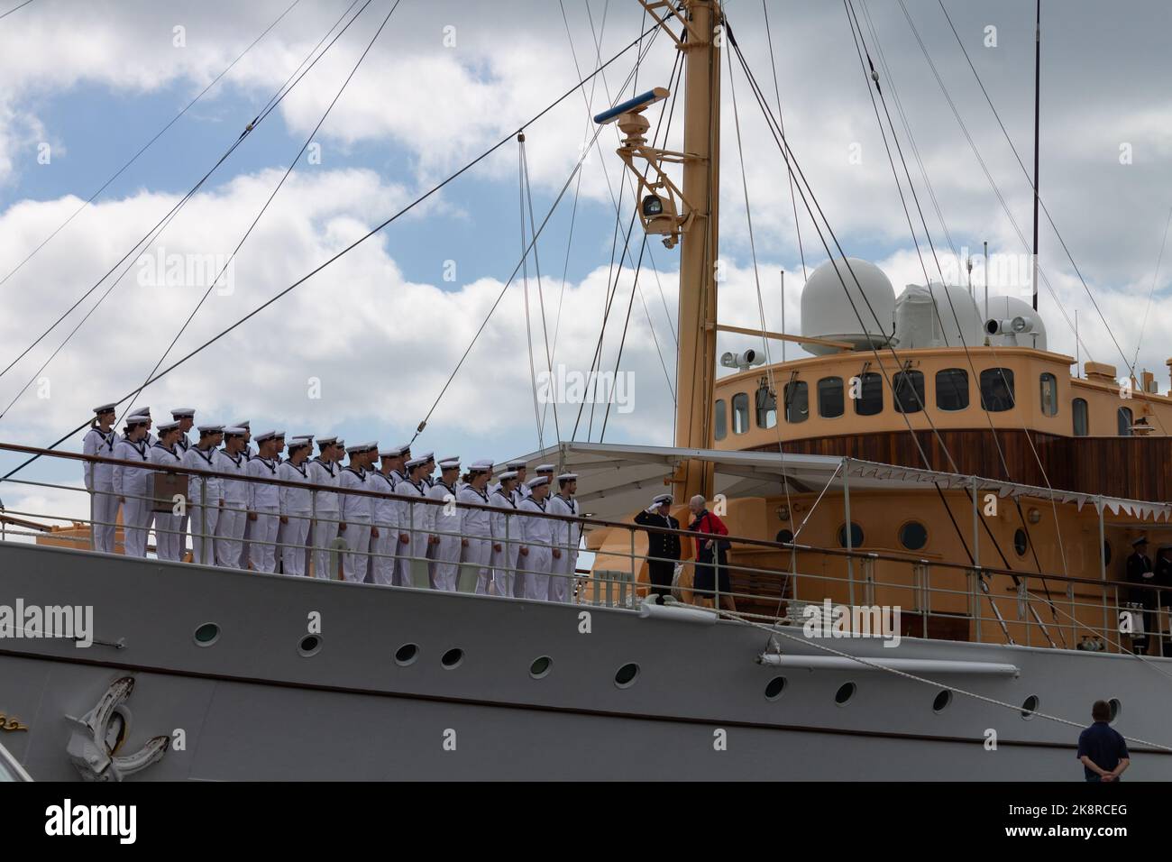 The Navy ship with danish royal family member arriving at the docks of ...