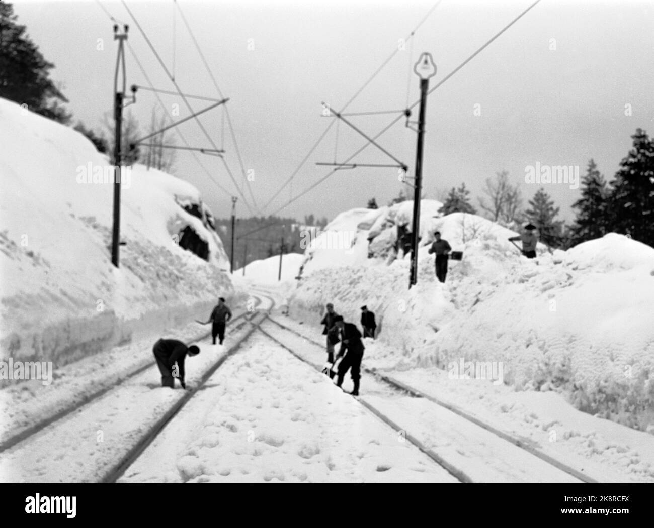 Southern Norway, February 1951: Strong snowfall over the southern part ...
