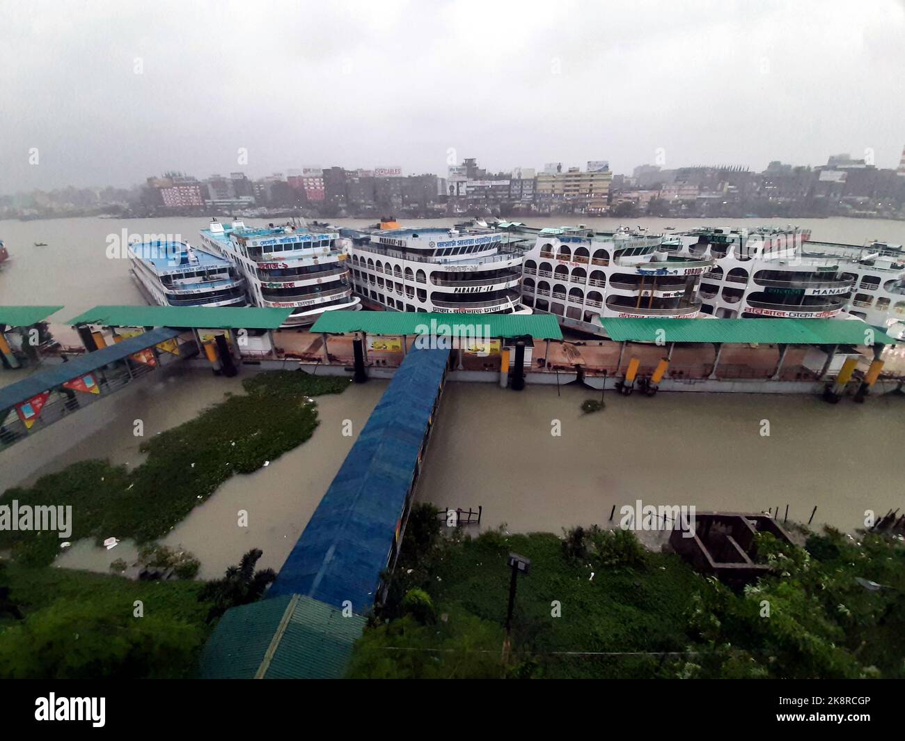 October 24, 2022, Dhaka, Dhaka, Bangladesh: Ferries anchored at the ...