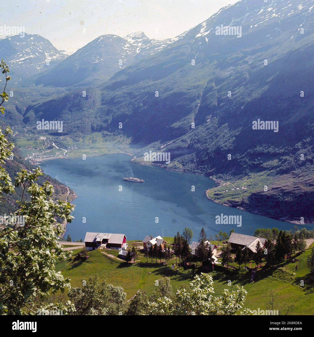 Geiranger. Overview of the Geirangerfjord and the mountains, in the ...