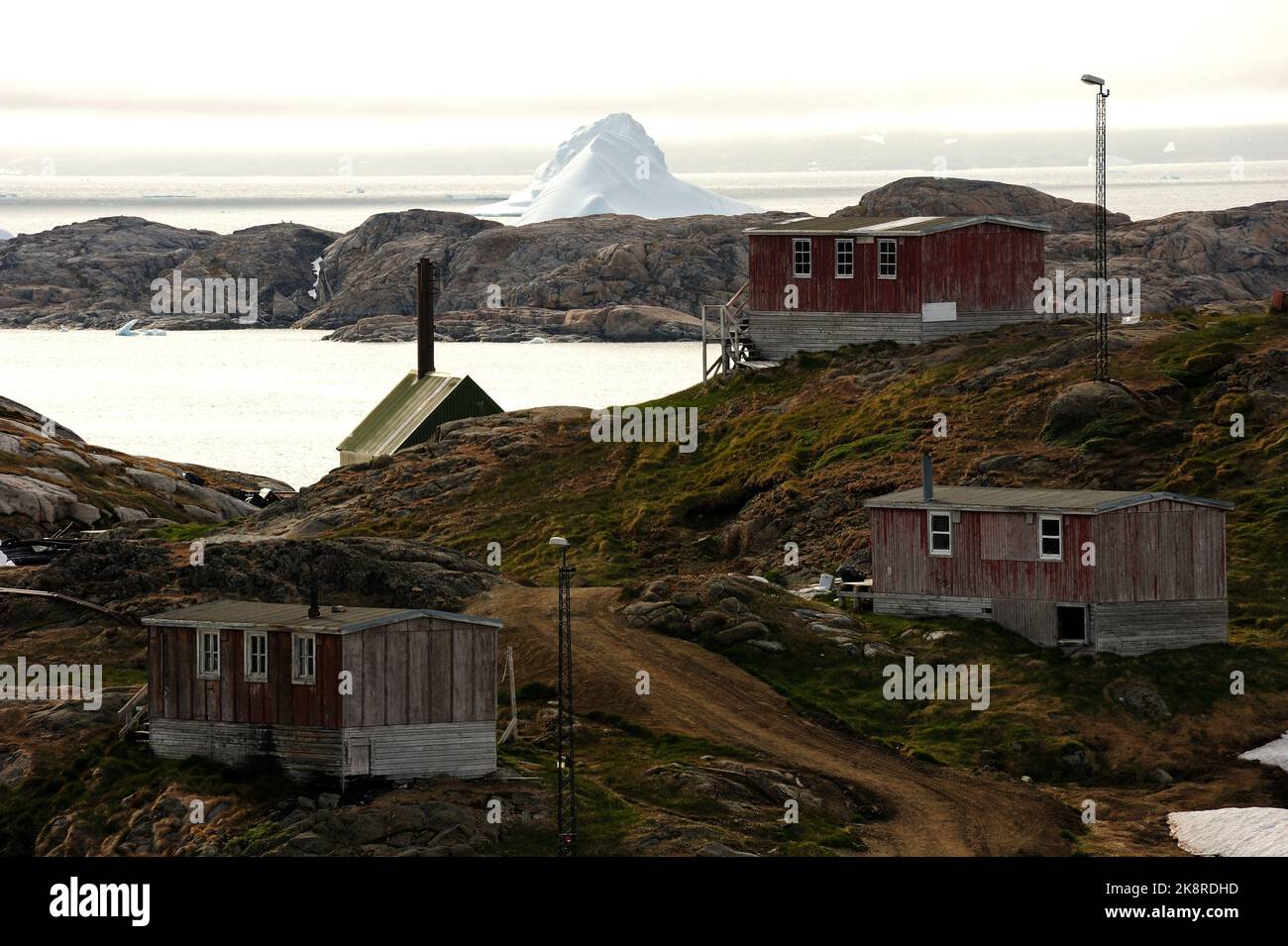 A beautiful view of rural houses and green spaces on the shores of ...