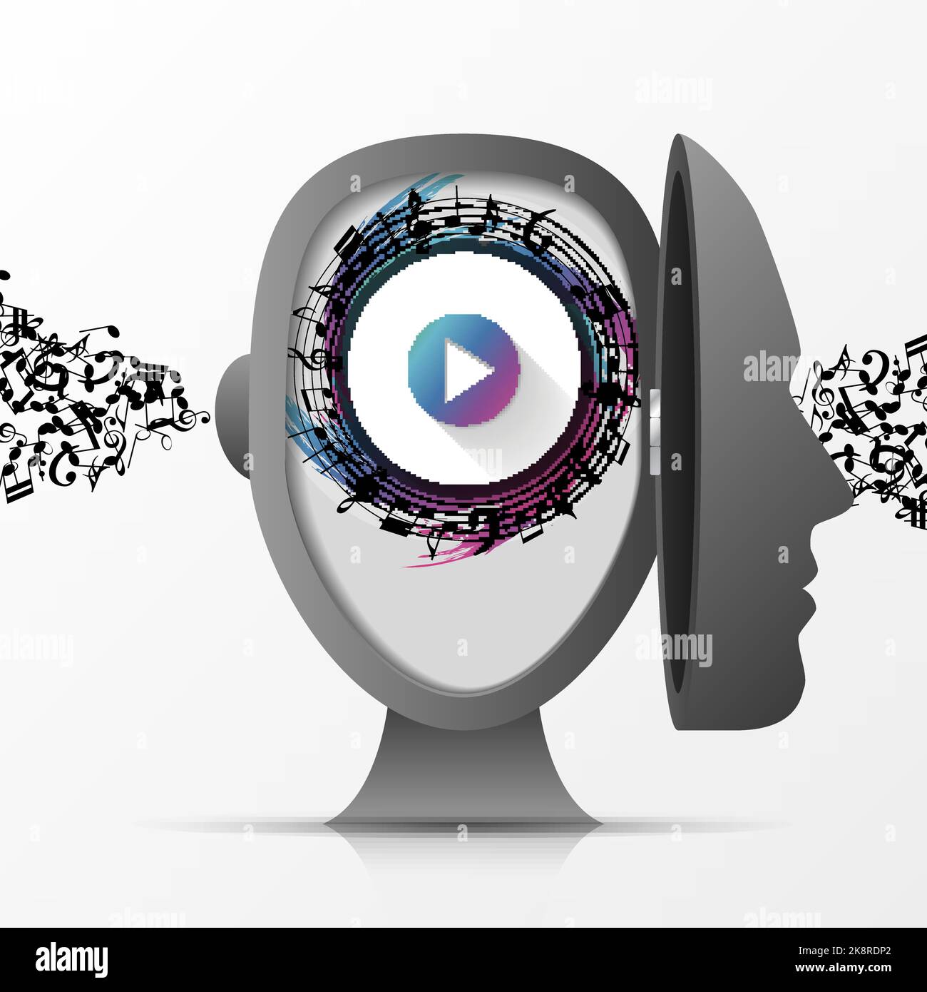 Human brain. Creative mind. Music concept. Genius. Vector illustration ...