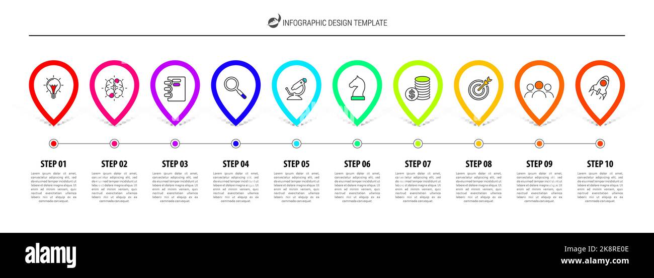 Infographic design template. Timeline concept with 10 steps. Can be ...