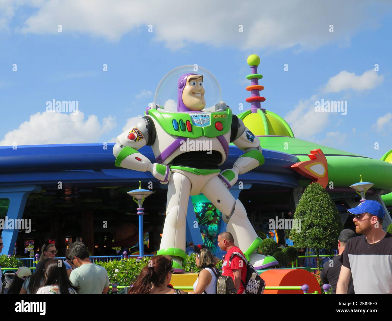 The statue of Buzz Lightyear from the movie "Toy Story" at daylight in ...
