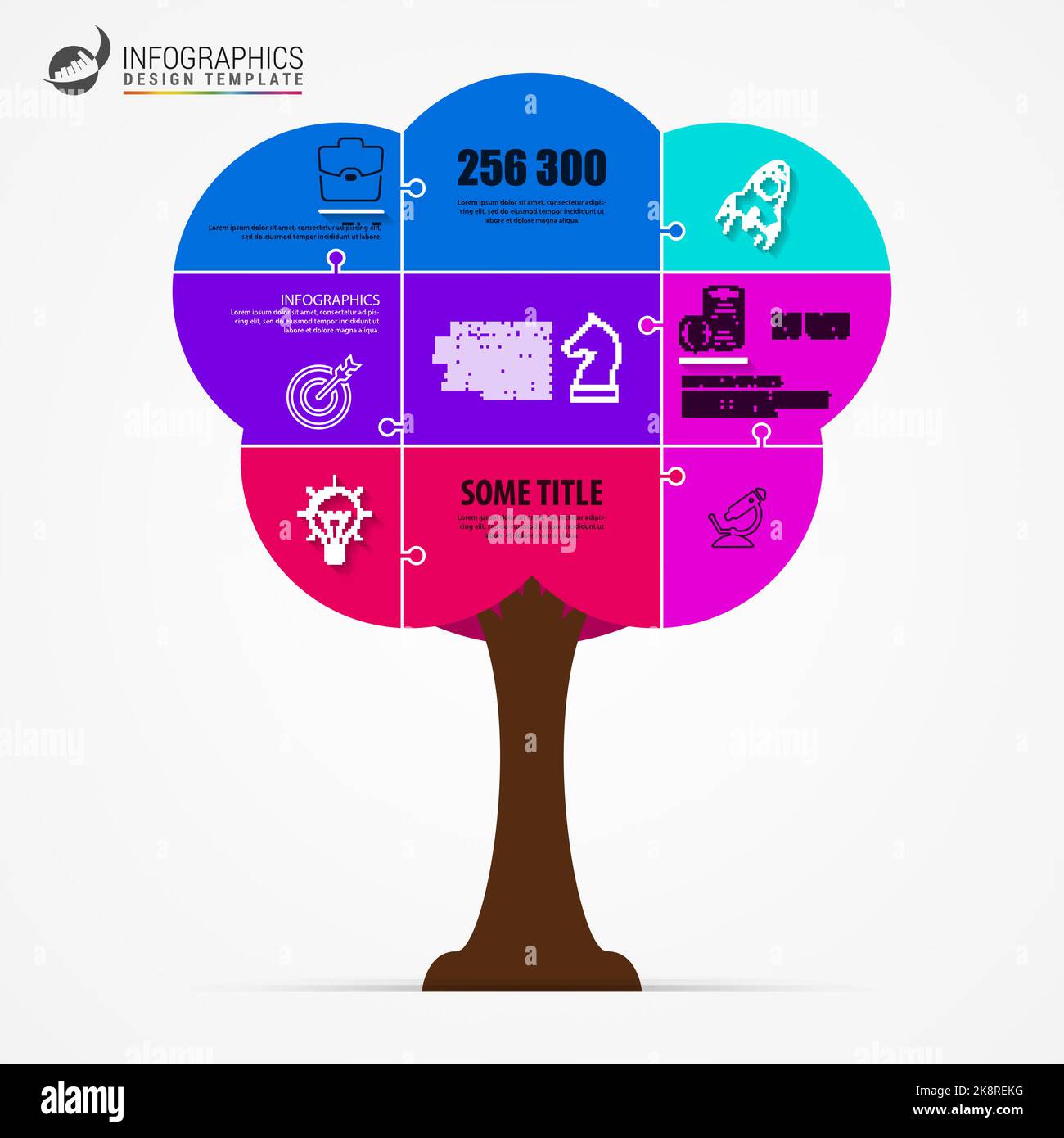 Colorful Tree. Infographic design template. Jigsaw. Vector illustration ...