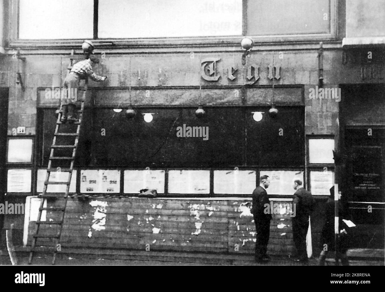 Oslo 1941. Akersgaten 34. The character of the time is removed from the ...
