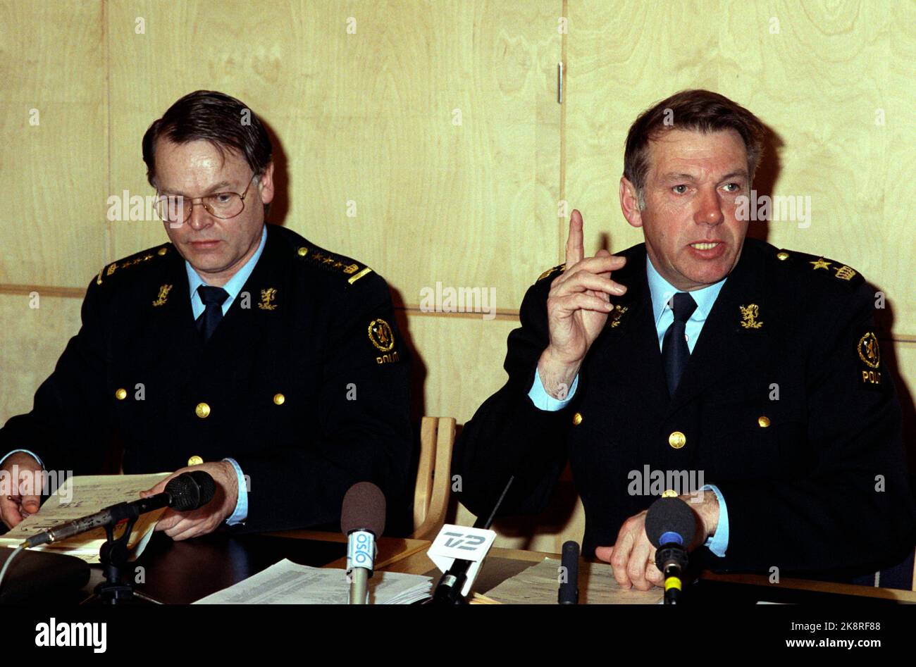 Oslo 1990409. Press conference at the Oslo Police Chamber after the ...