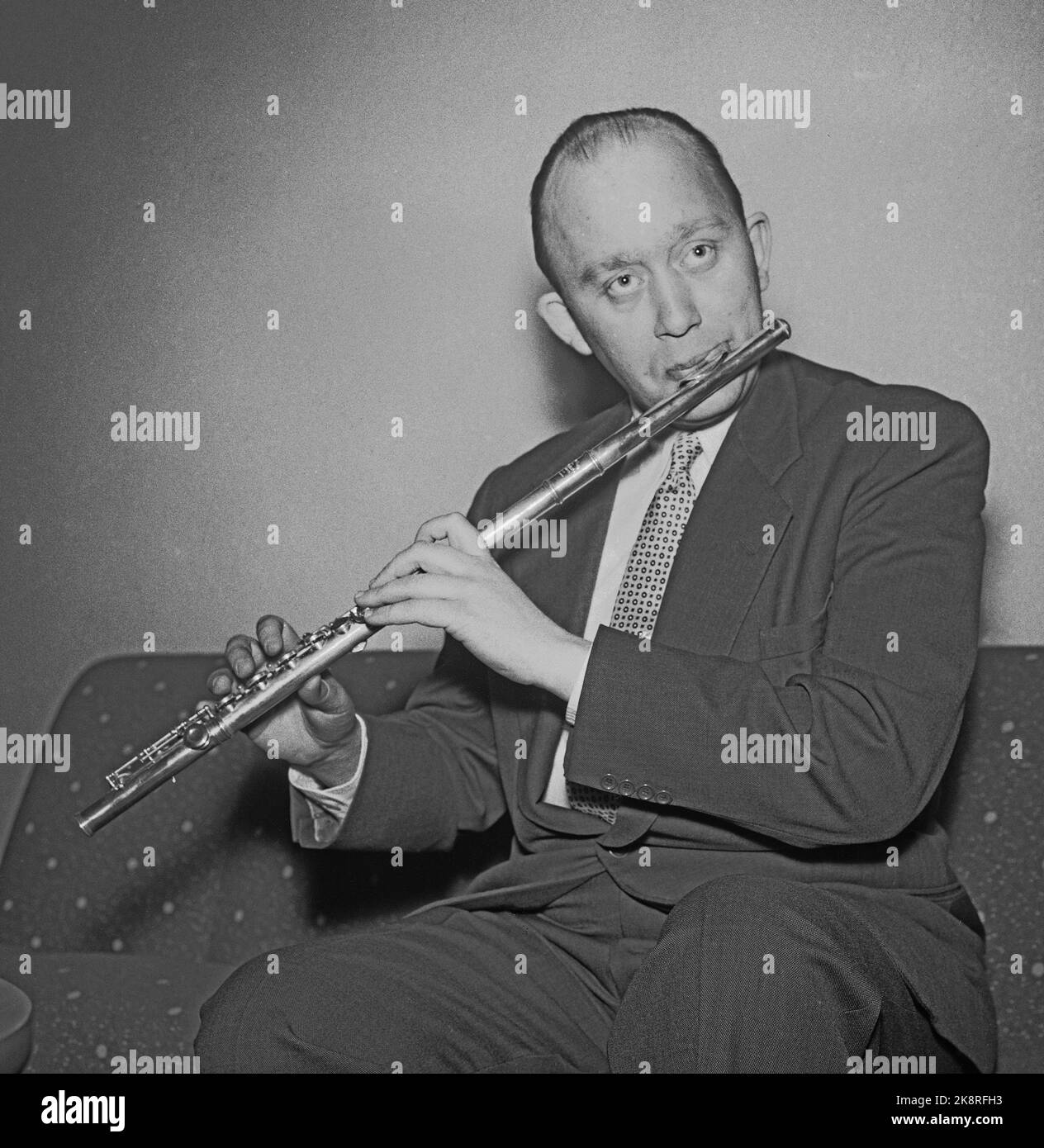 Oslo 19580506 Flutist Alf Andersen. Photo: Per-Arne Knobelauch / NTB ...