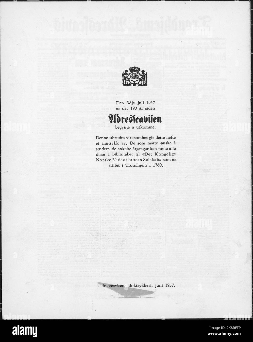 Trondheim 19670601: Adresseavisen "Adressa" is Norway's oldest ...