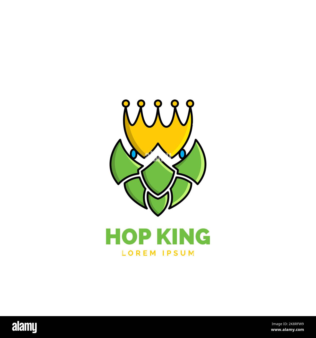 Hop and crown on white background. Symbol. Vector illustration Stock ...