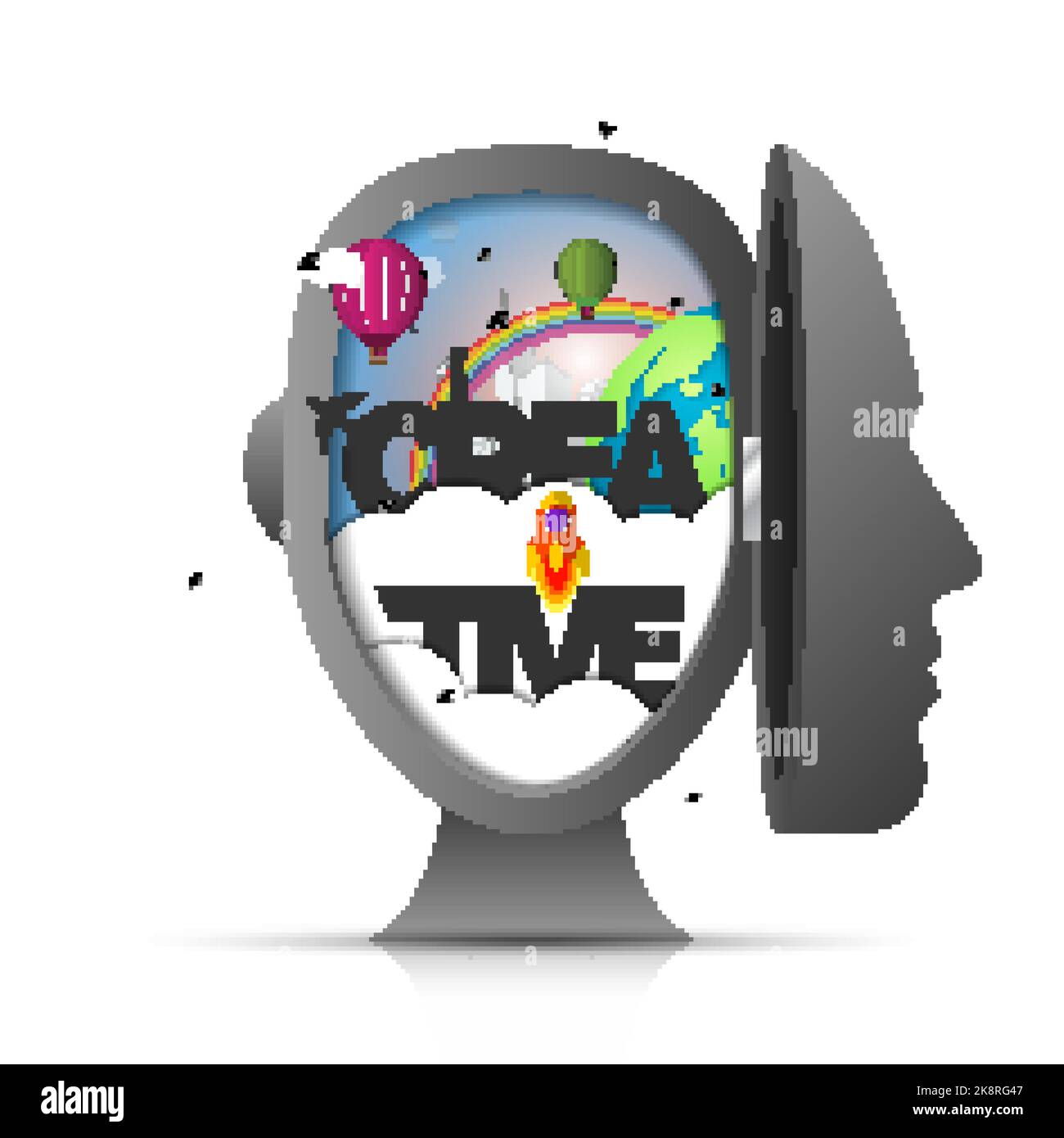 Human brain. Creative mind concept. Genius. Vector illustration Stock ...