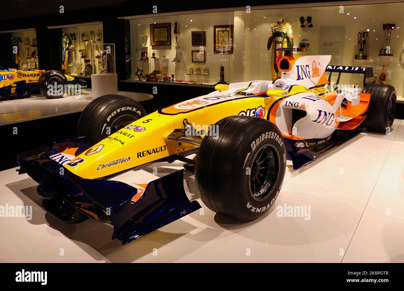 Fernando Alonso's 2008 Renault R28 Formula 1 car on display at the ...