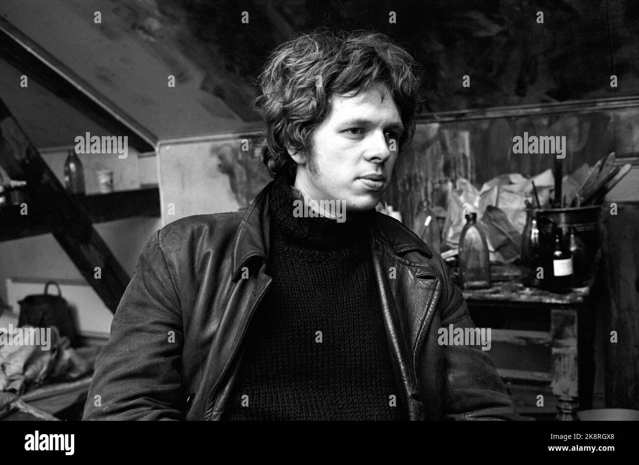 Oslo 197101: The painter Odd Nerdrum in his studio in Welhavens gate in ...