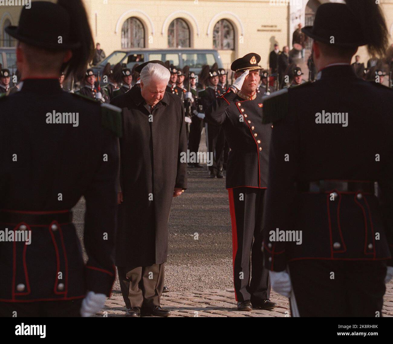 Oslo. Russian President Boris Yeltsin visits Norway. While King Harald ...
