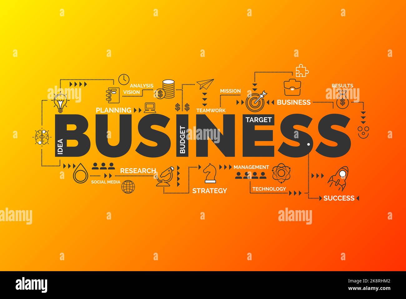 Business strategy concept. Infographic design. Chart with keywords and ...