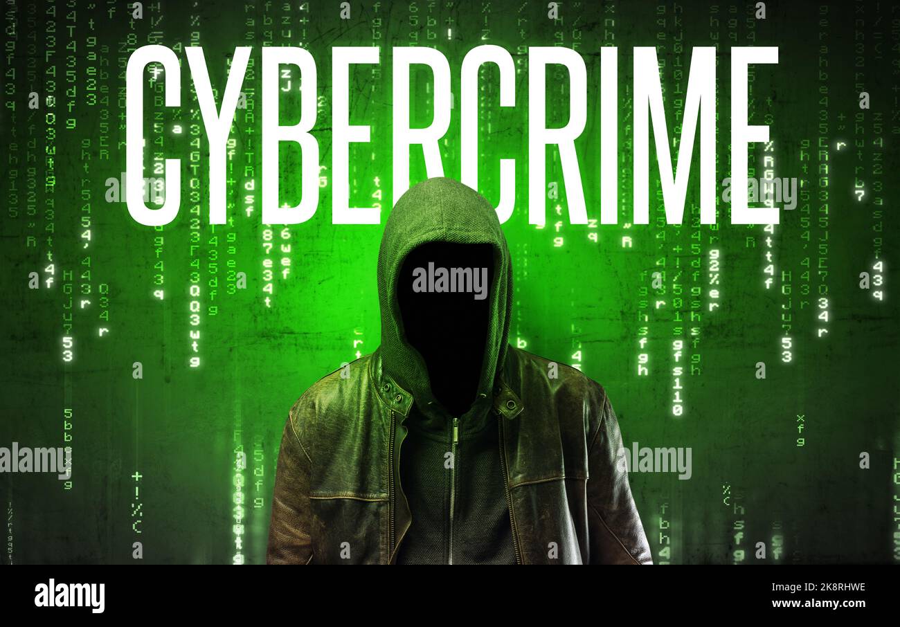 Faceless hacker with inscription concept Stock Photo - Alamy