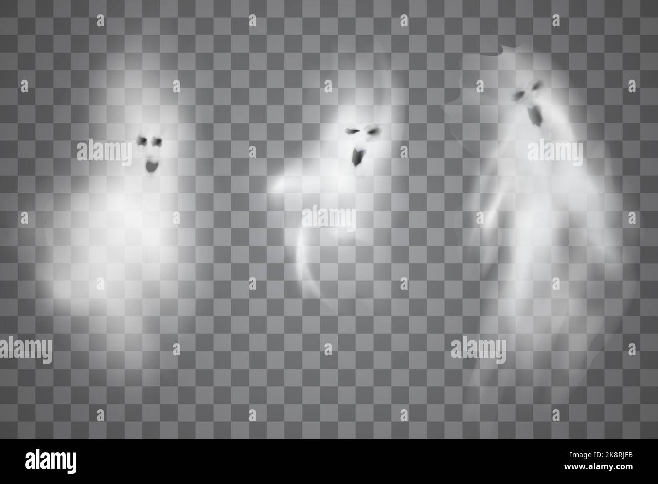 Ghostly phantom fly figures. A set of translucent isolated ghost.Vector ...