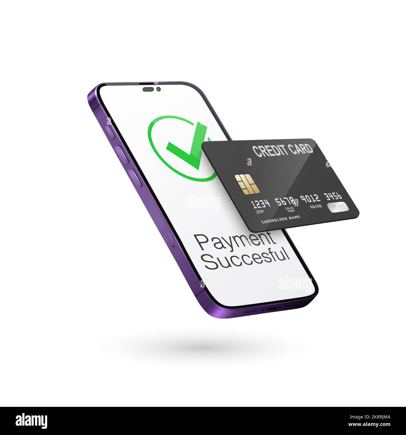 Vector 3d Realistic Smartphone, Credit Card, Wi-Fi Successful Payment ...