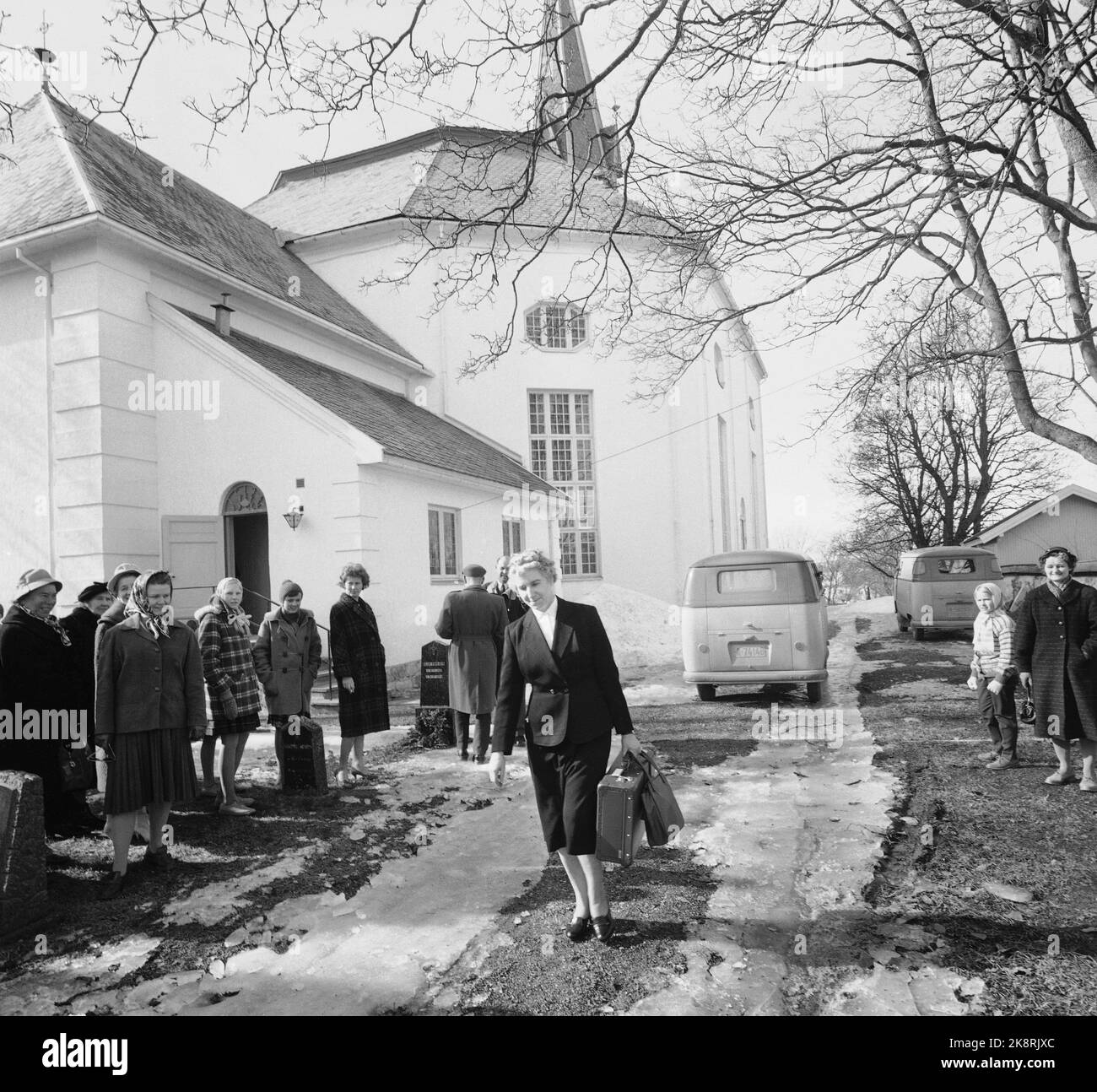 Vang church on March 19, 1961. Ingrid Bjerkås, Norway's first female ...