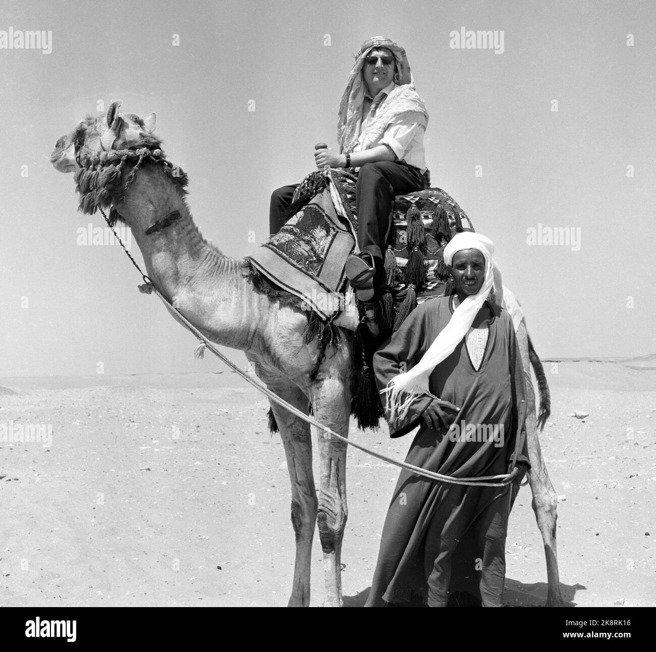 Cairo, Egypt 19590515 Flying carpet with jet. Urbound and jet age met ...