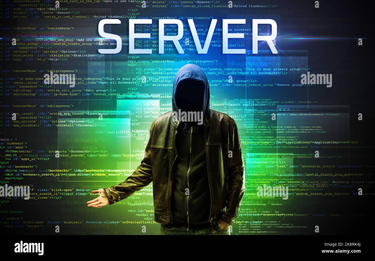 Faceless hacker on code background Stock Photo - Alamy