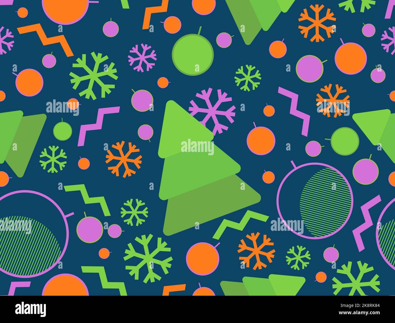Christmas seamless pattern with Christmas decorations and geometric ...