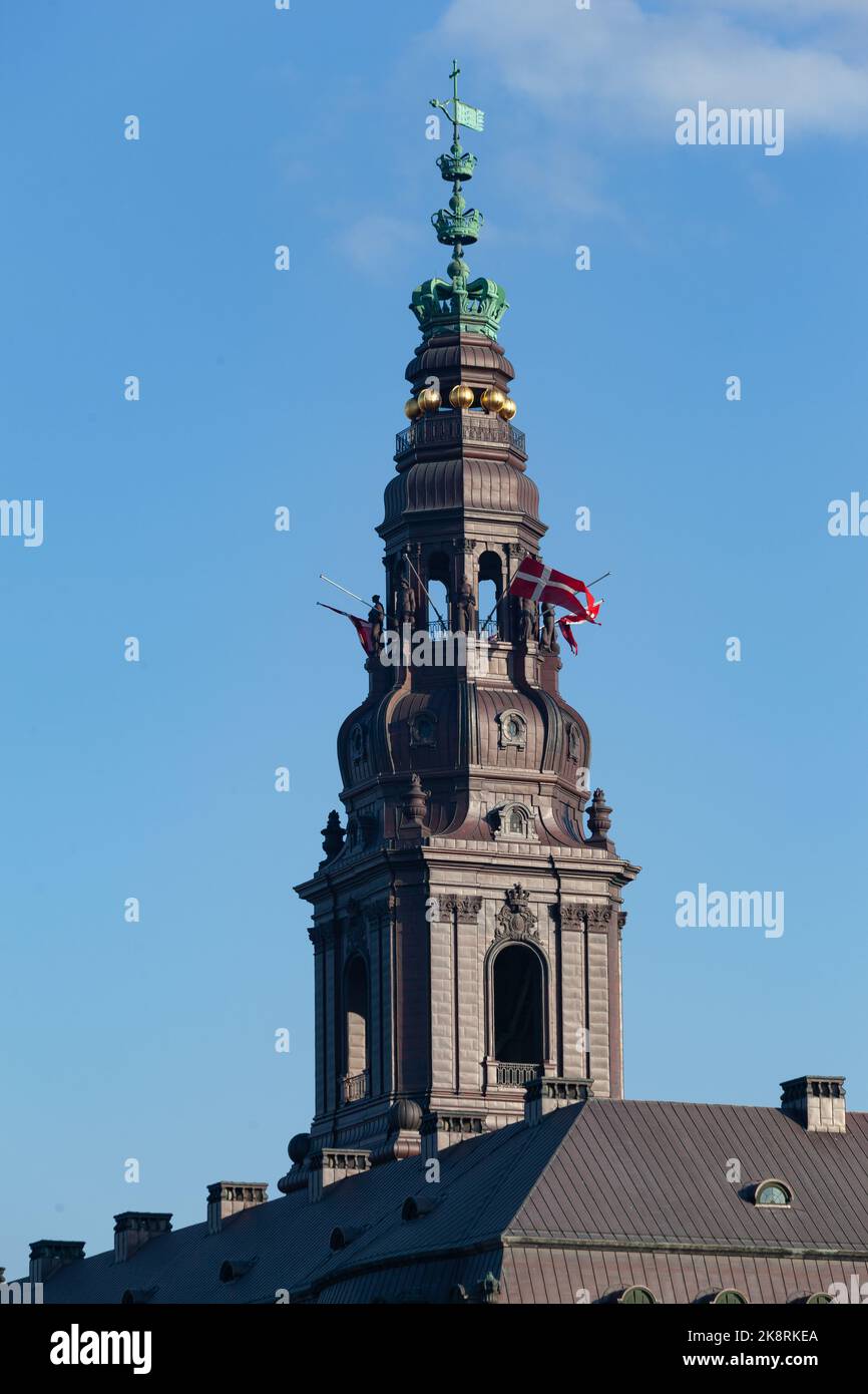 The Historical building tower with the crown in Copenhagen, Denmark ...