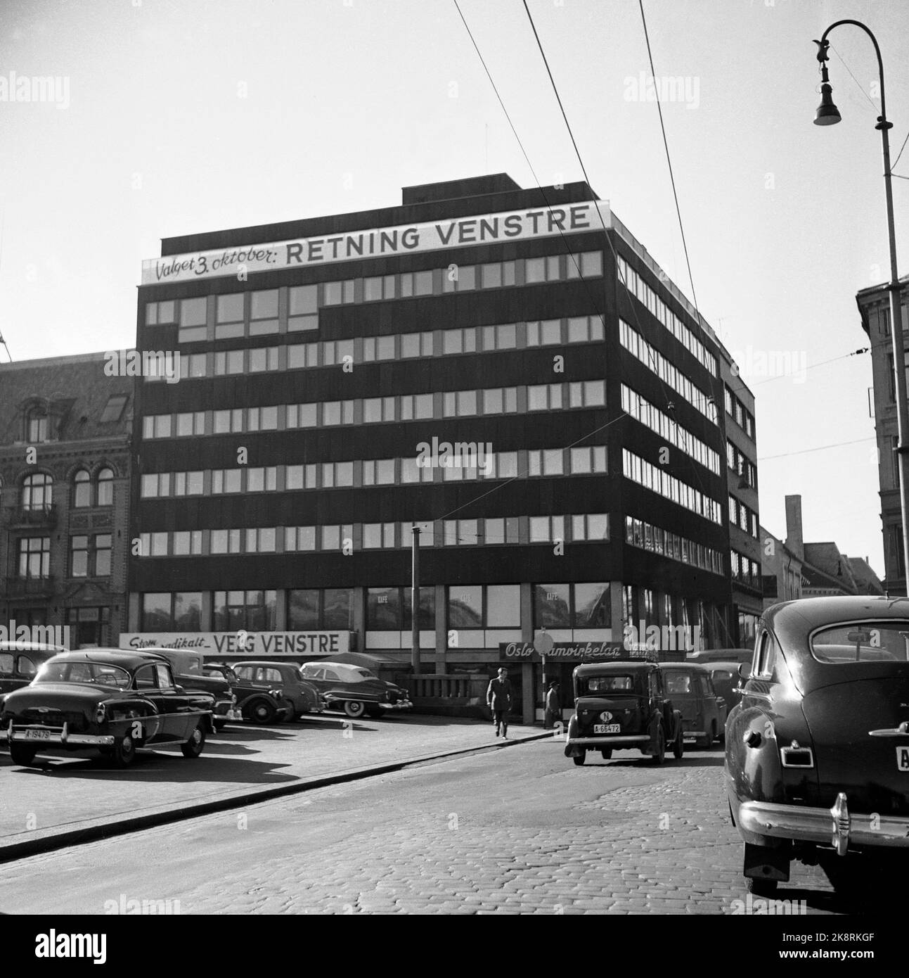 Oslo 19551001 municipal elections 1955 lefts house with electoral clams ...