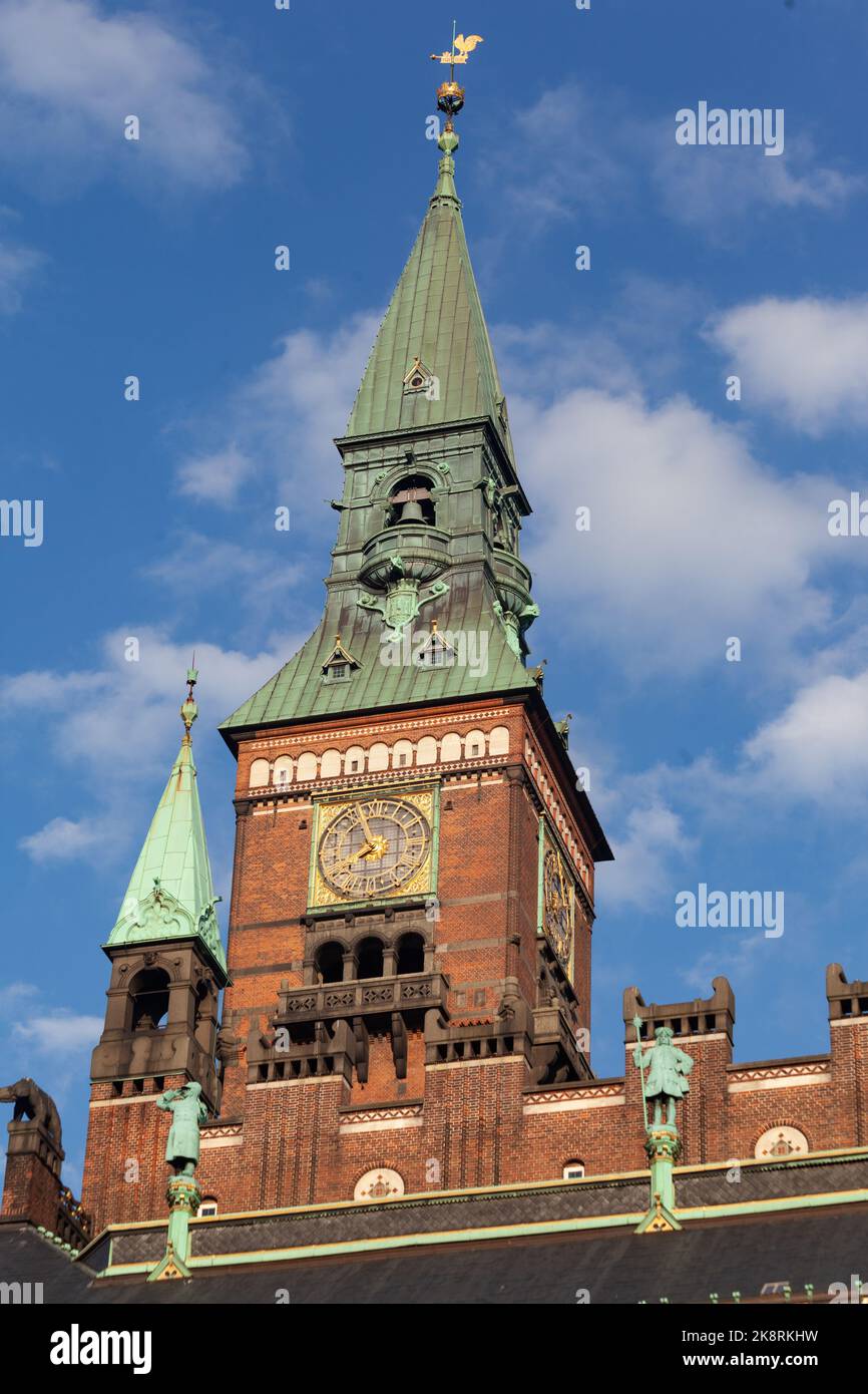 The Copenhagen City Hall facade and Clock Tower in Denmark Stock Photo ...