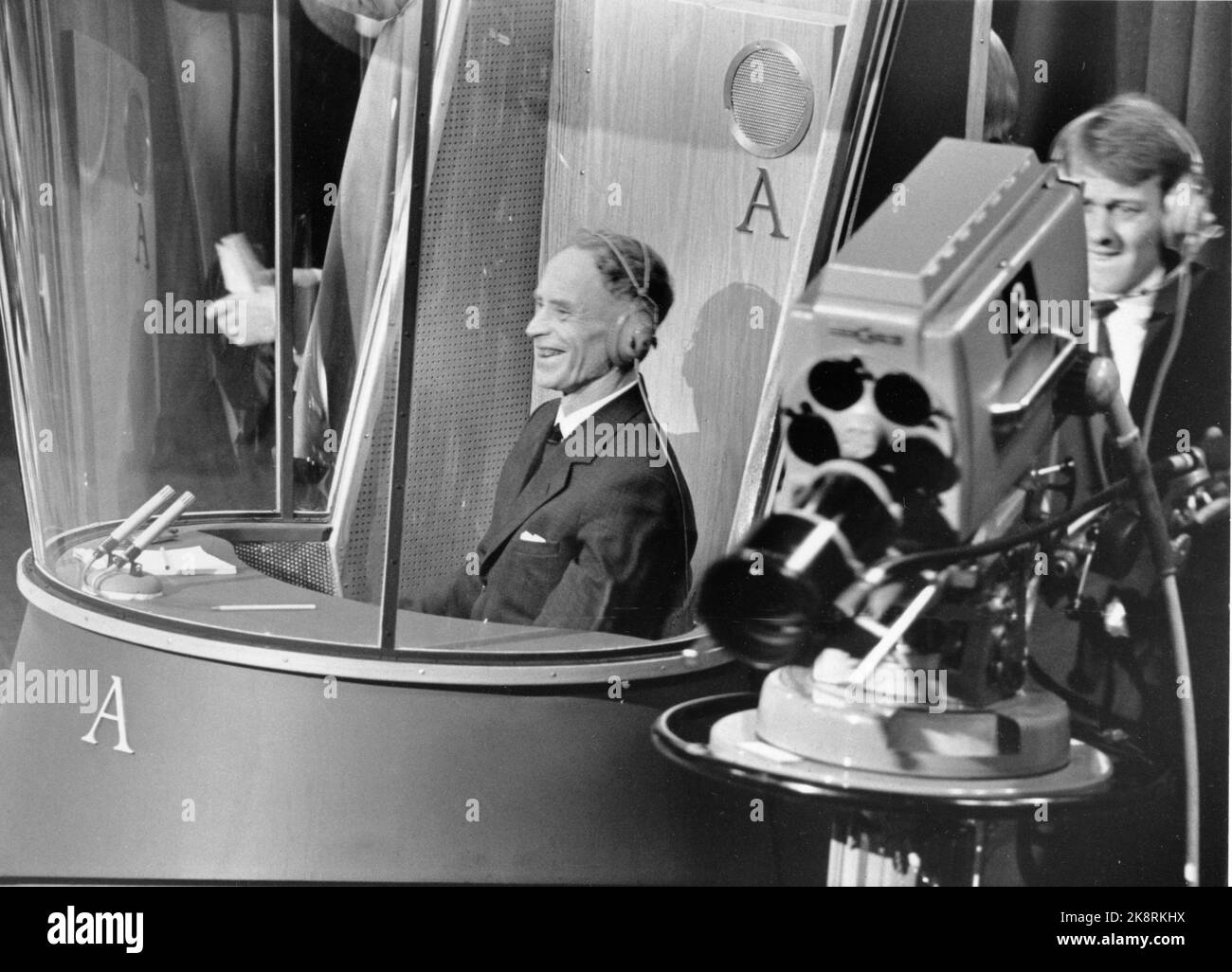 Oslo 1966-10: NRK TV - rid or double. Farmer Per Lønning from Stord ...