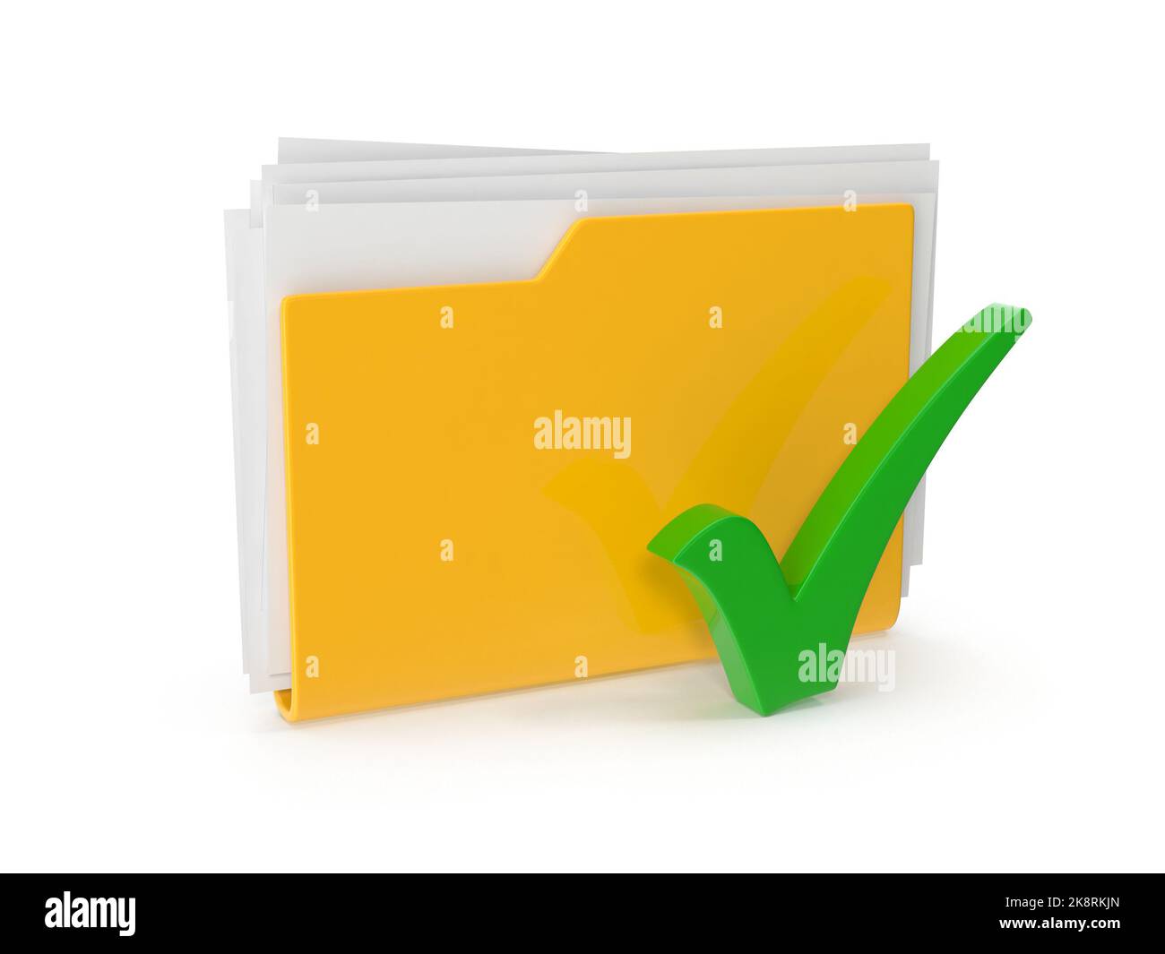 Check Mark Symbol and Yellow Folder , This is a 3d rendered computer ...