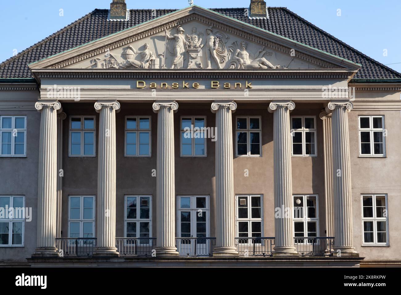 The Danske bank building facade with corinthian columns in Copenhagen, Denmark Stock Photo - Alamy