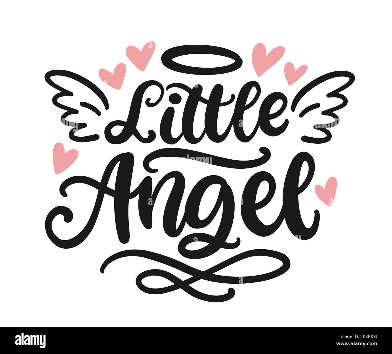 Little Angel Vector hand written lettering phrase Stock Vector Image ...