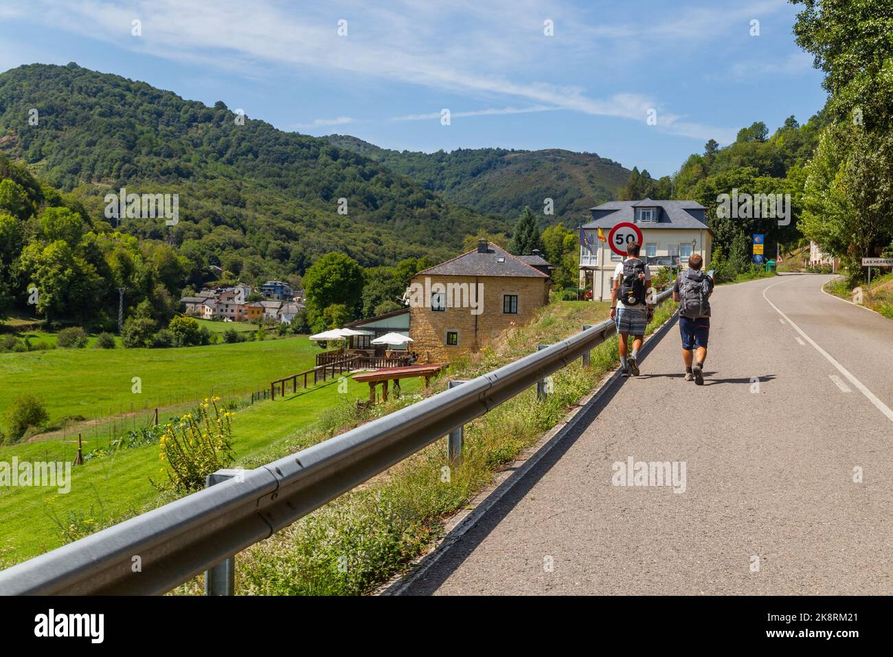 Navarre, Spain, 26 August, 2022: Pilgrims walk along the Camino De ...